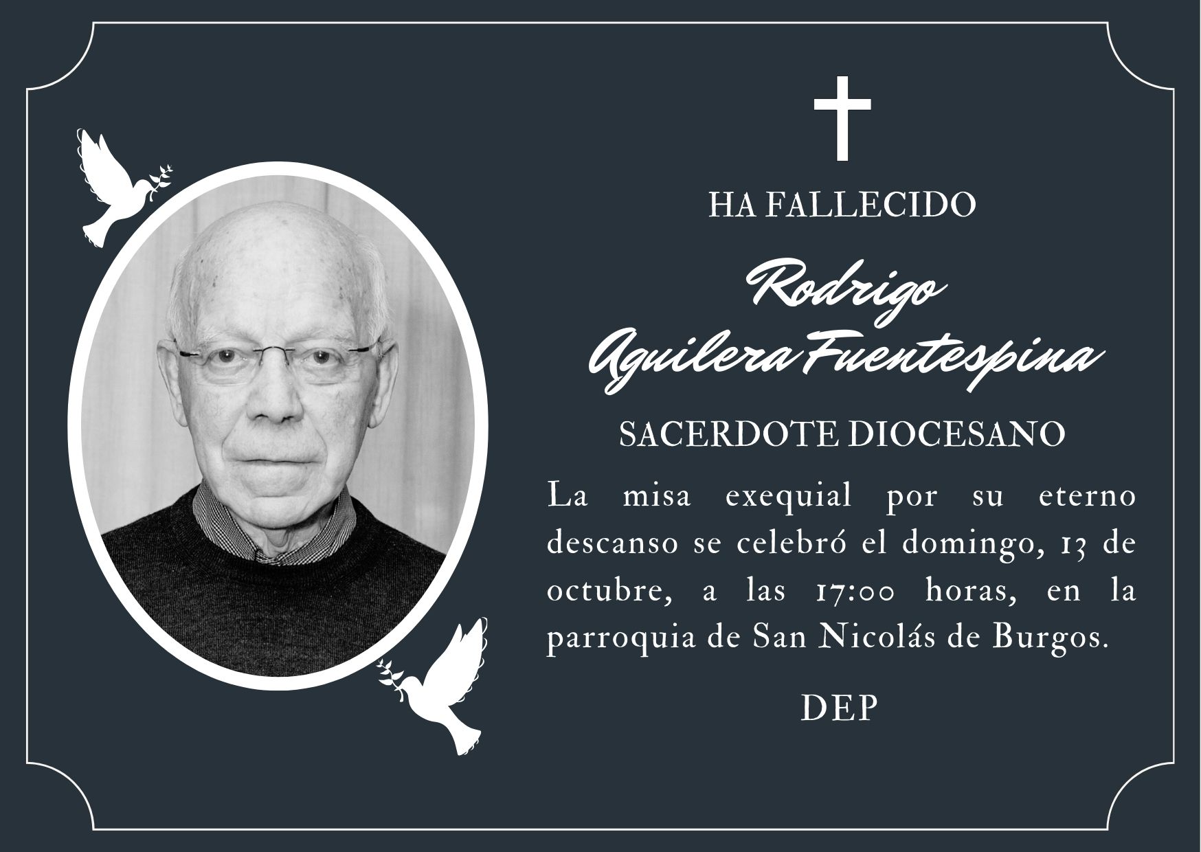 Fallece el sacerdote Rodrigo Aguilera Fuentespina - Archiburgos News